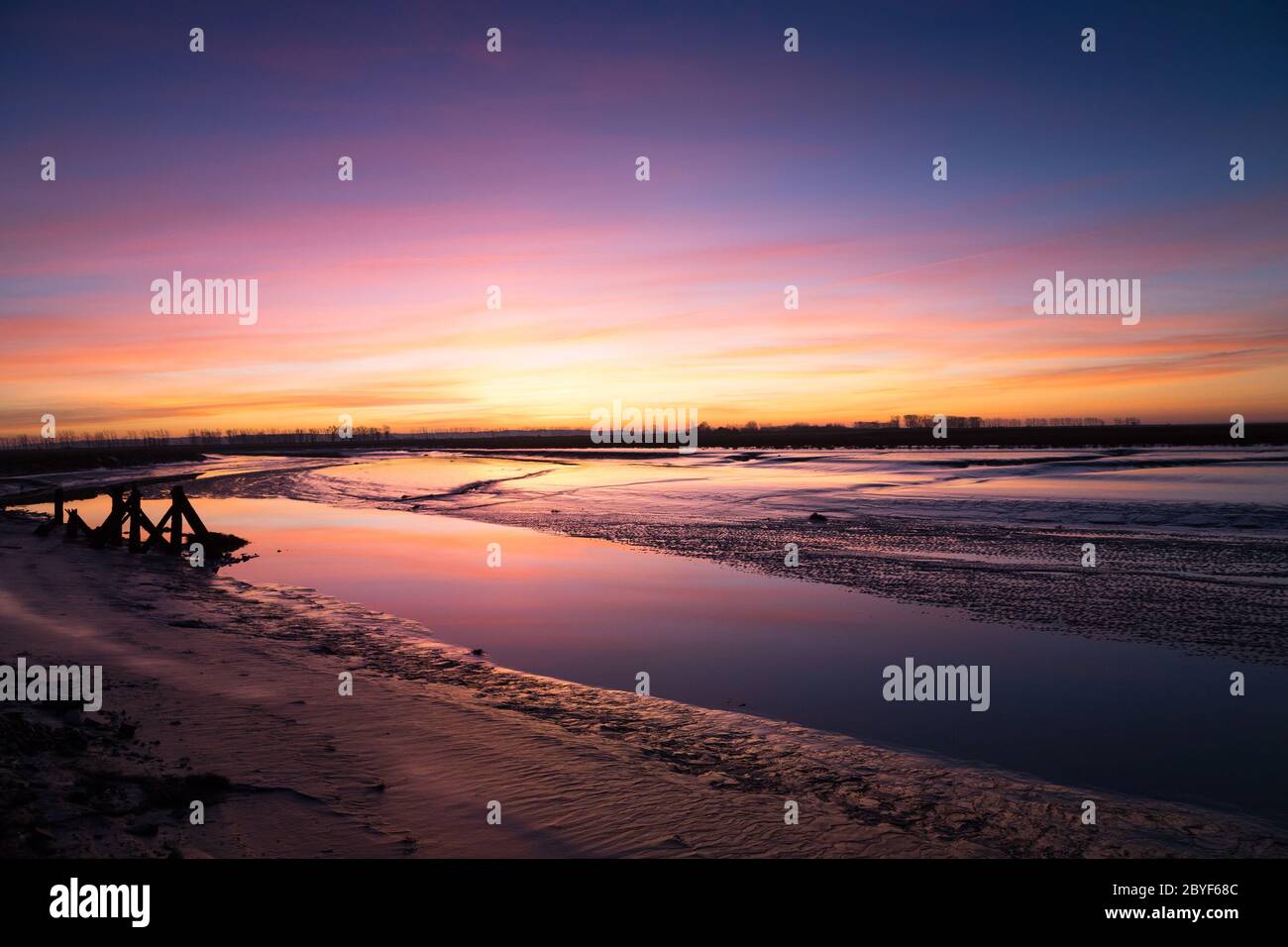 Beautiful sunset at Mont saint Michel , Normandy, France Stock Photo ...