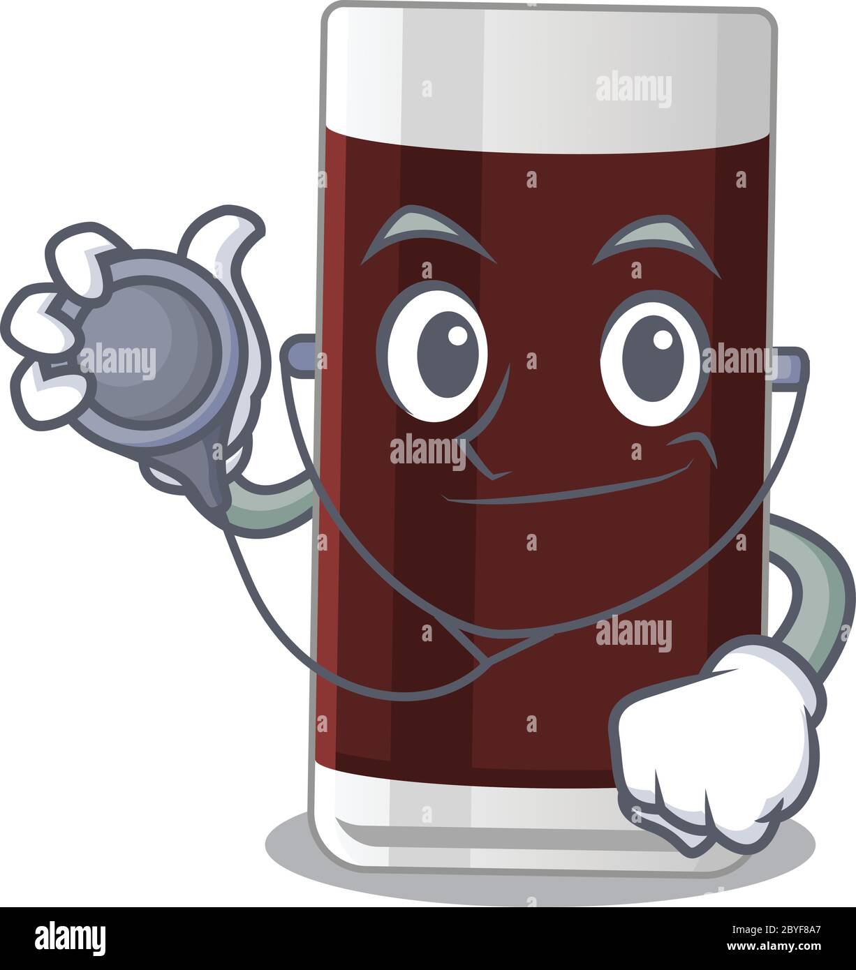 Smiley doctor cartoon character of glass of chocolate with tools Stock ...