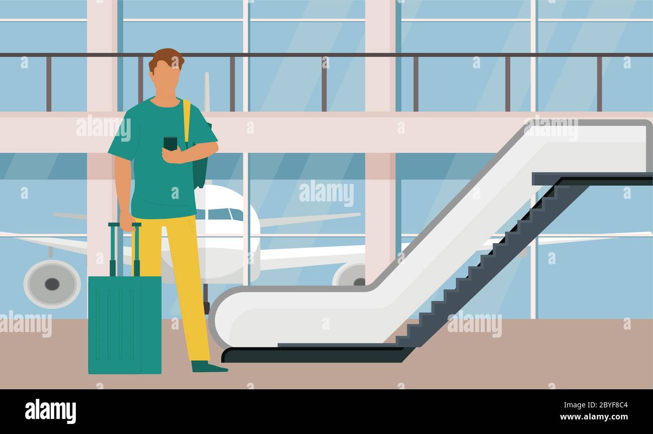 Man at departure board Stock Vector Images - Alamy