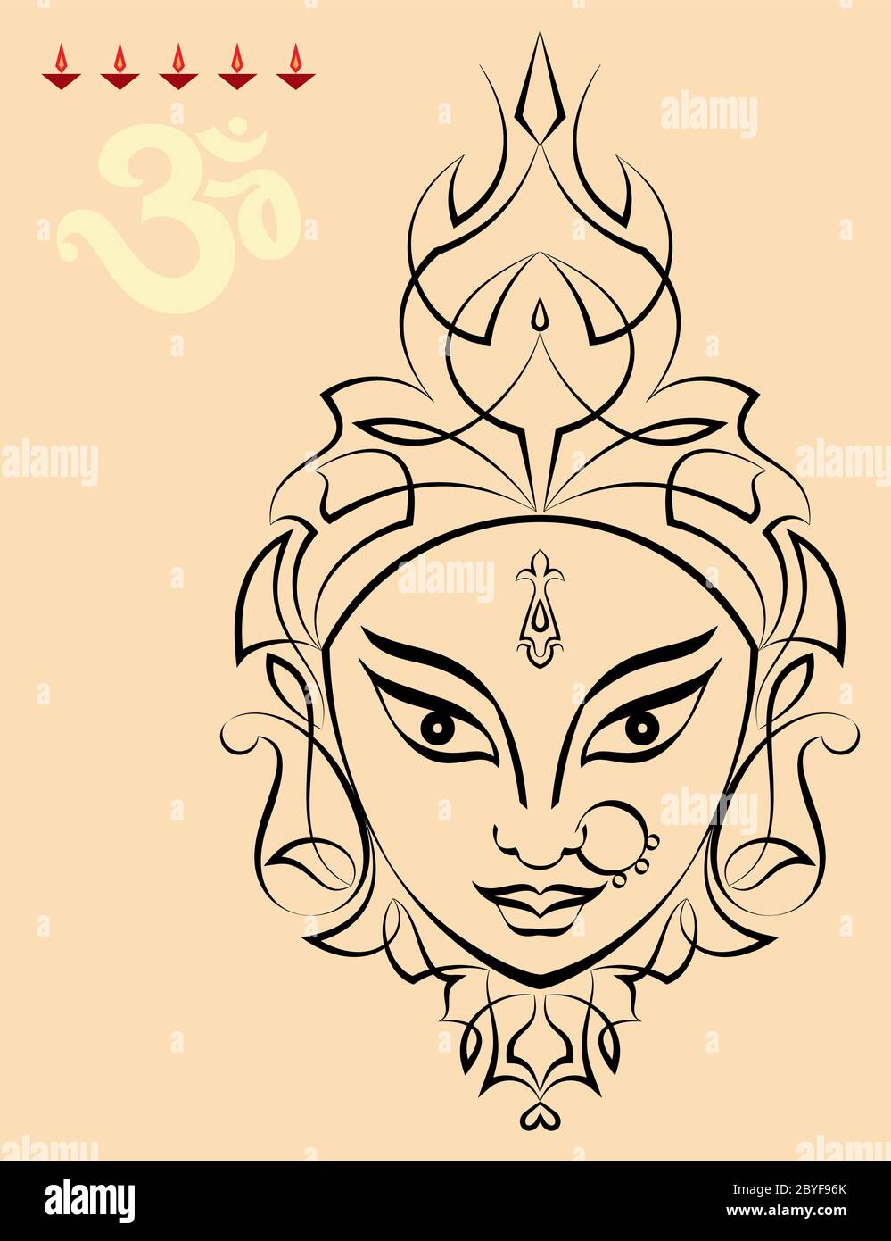 Durga Goddess of Power Vector Illustration Stock Vector Image & Art - Alamy