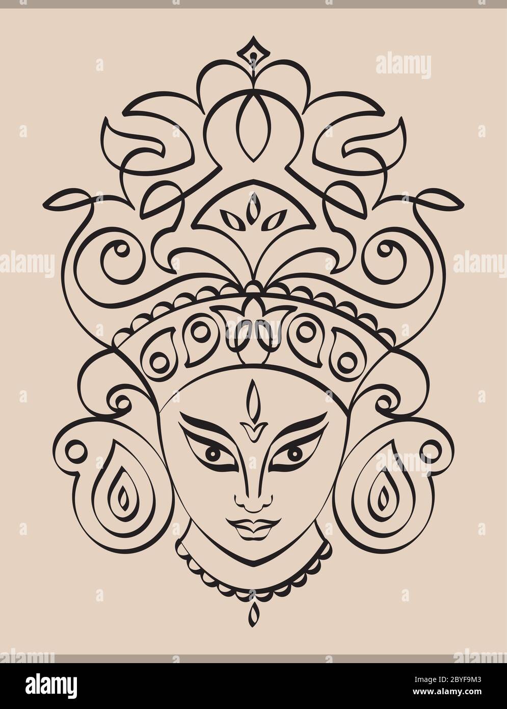 Durga Goddess of Power Vector Illustration Stock Vector Image & Art - Alamy