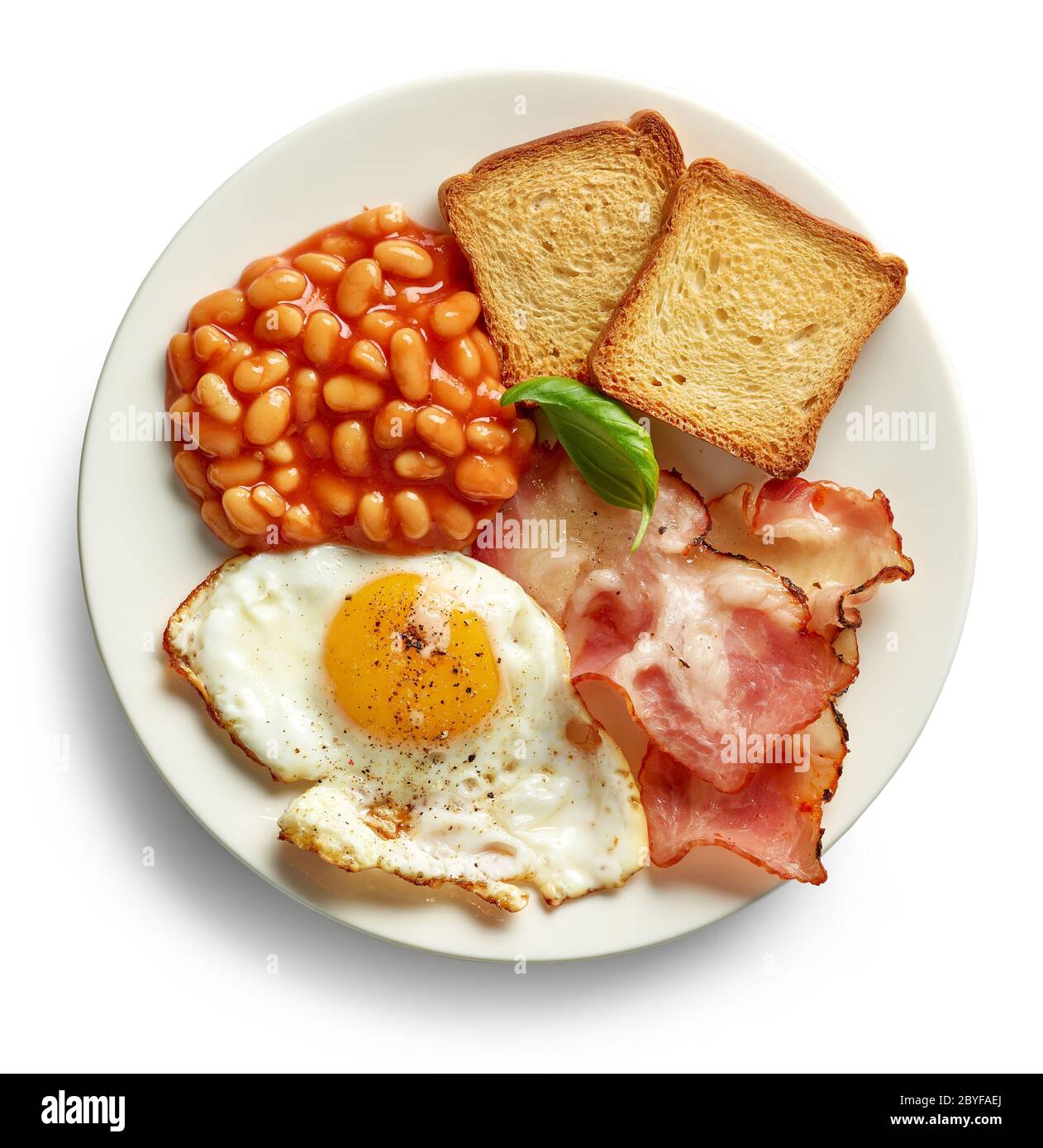 plate of english breakfast isolated on white background, top view Stock ...