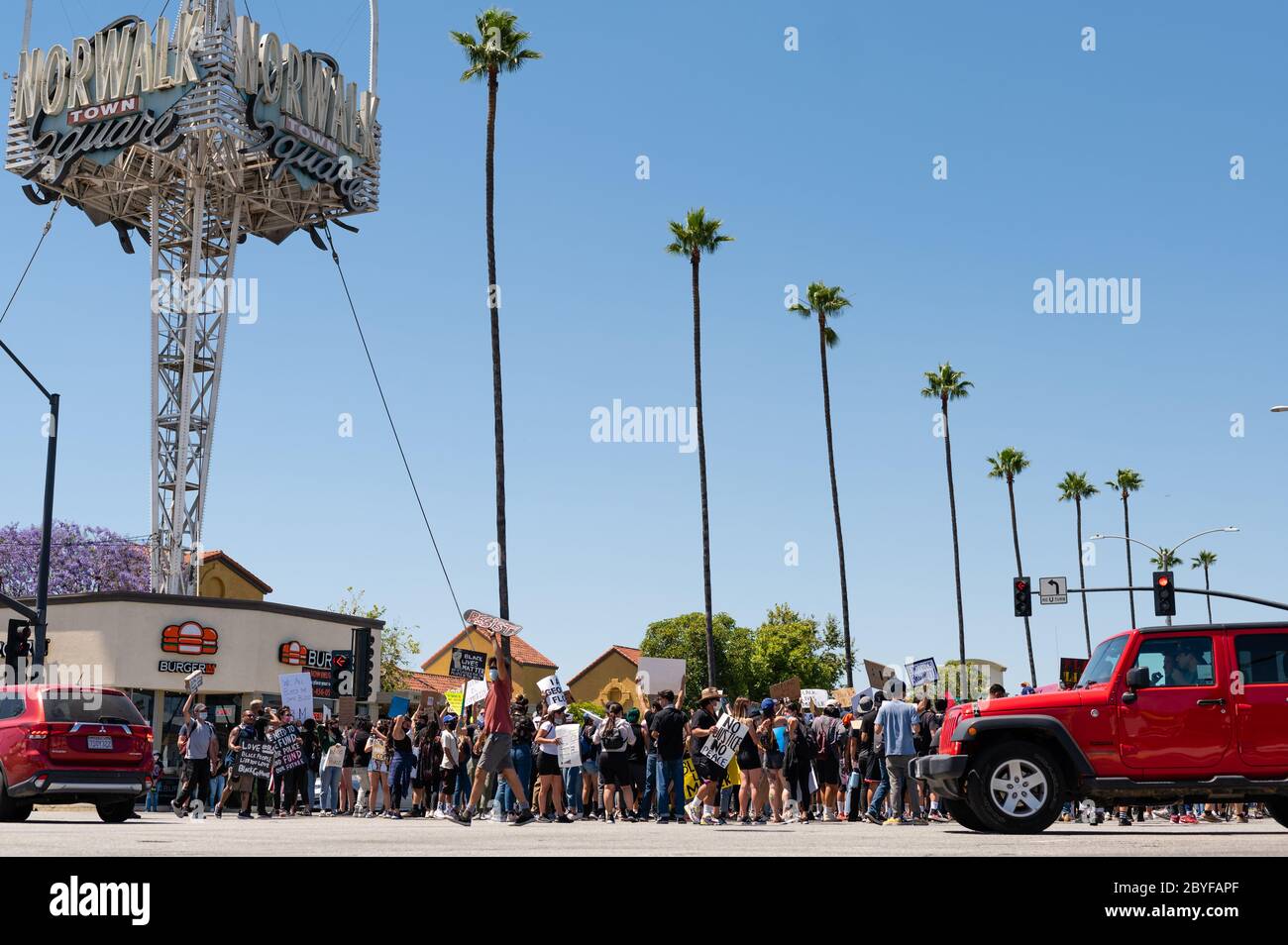 06/09/2020 Norwalk, California. Large crowds gathered at the Norwalk ...