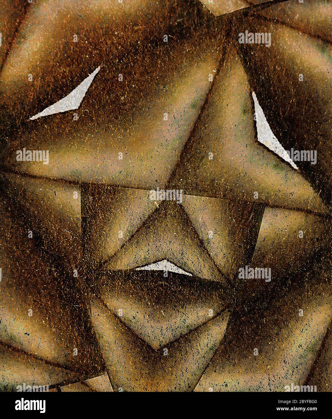 Mixed media cubism style artwork in warm tones of Stock Photo - Alamy
