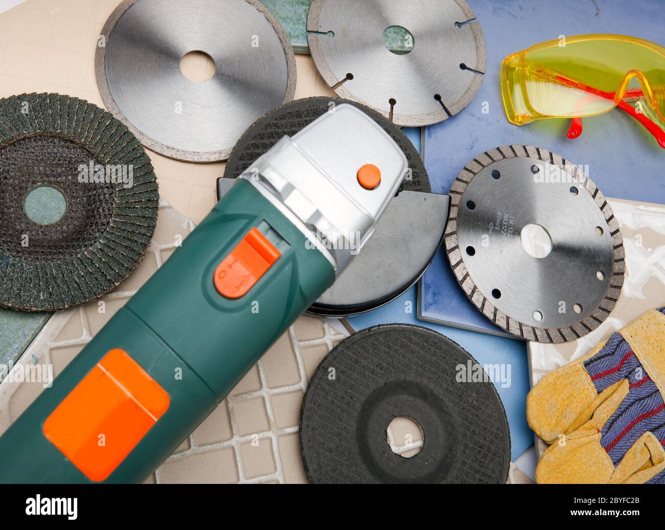 cutting machine and various detachable disks Stock Photo - Alamy