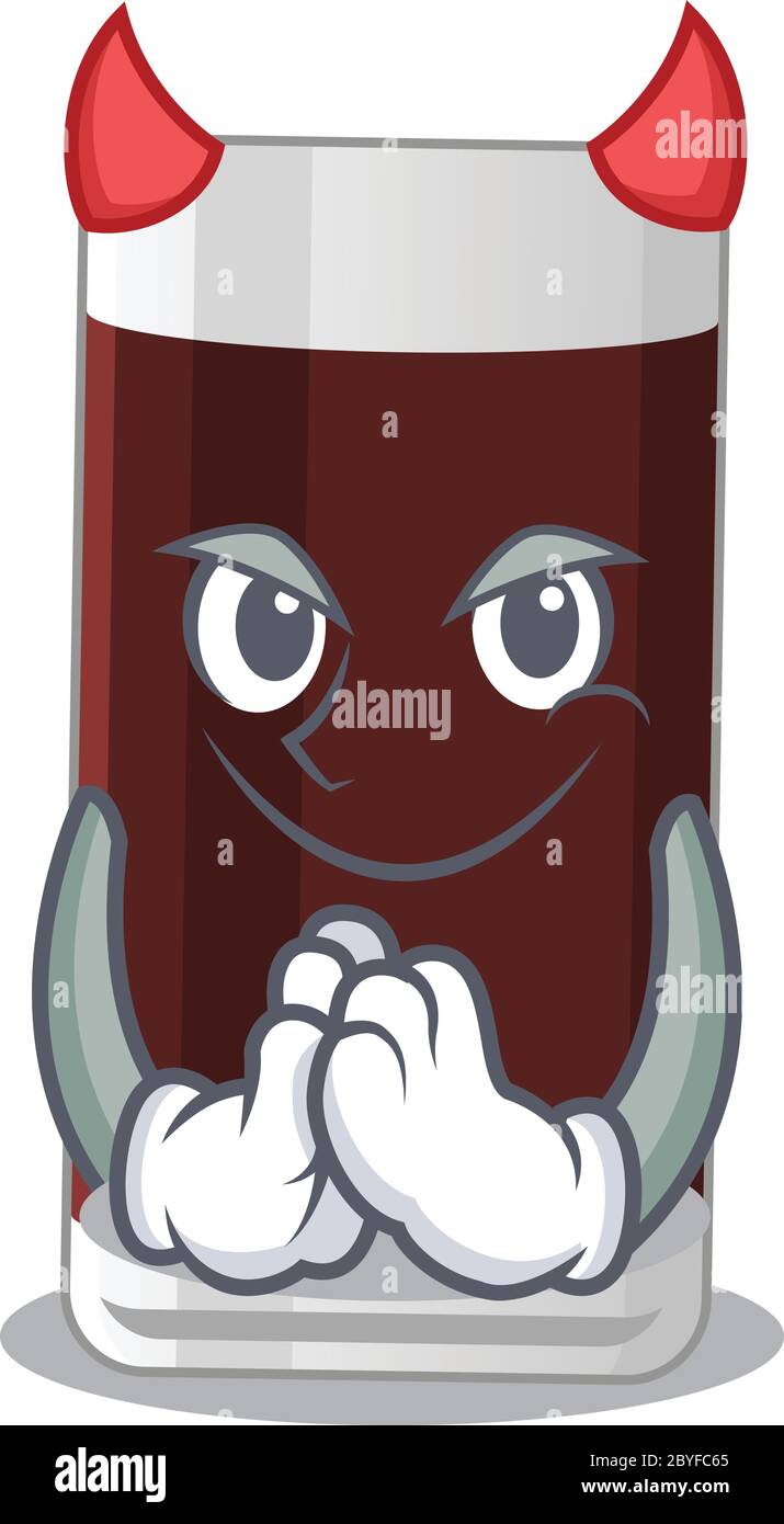 Glass of chocolate clothed as devil cartoon character design concept ...