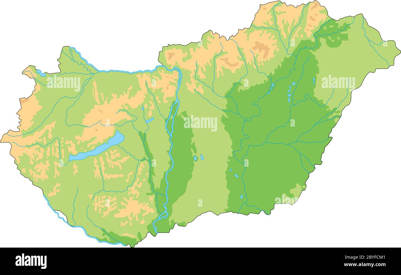 High detailed Hungary physical map Stock Vector Image & Art - Alamy