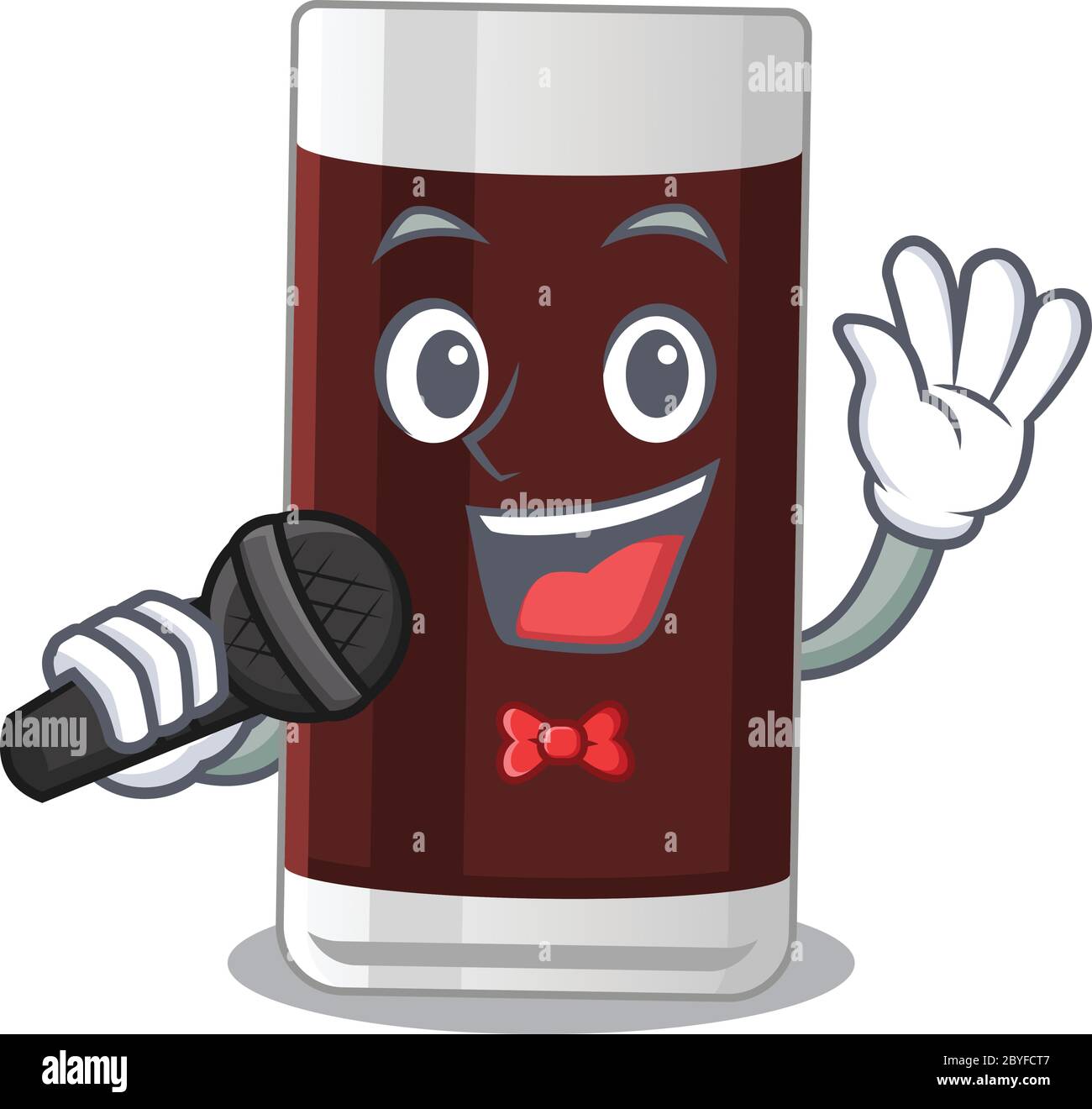 cartoon character of glass of chocolate sing a song with a microphone ...