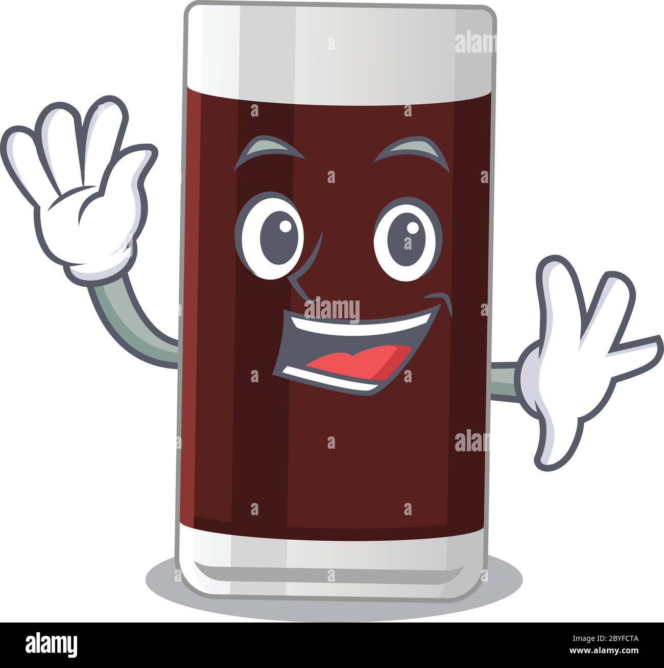 A charming glass of chocolate mascot design style smiling and waving ...