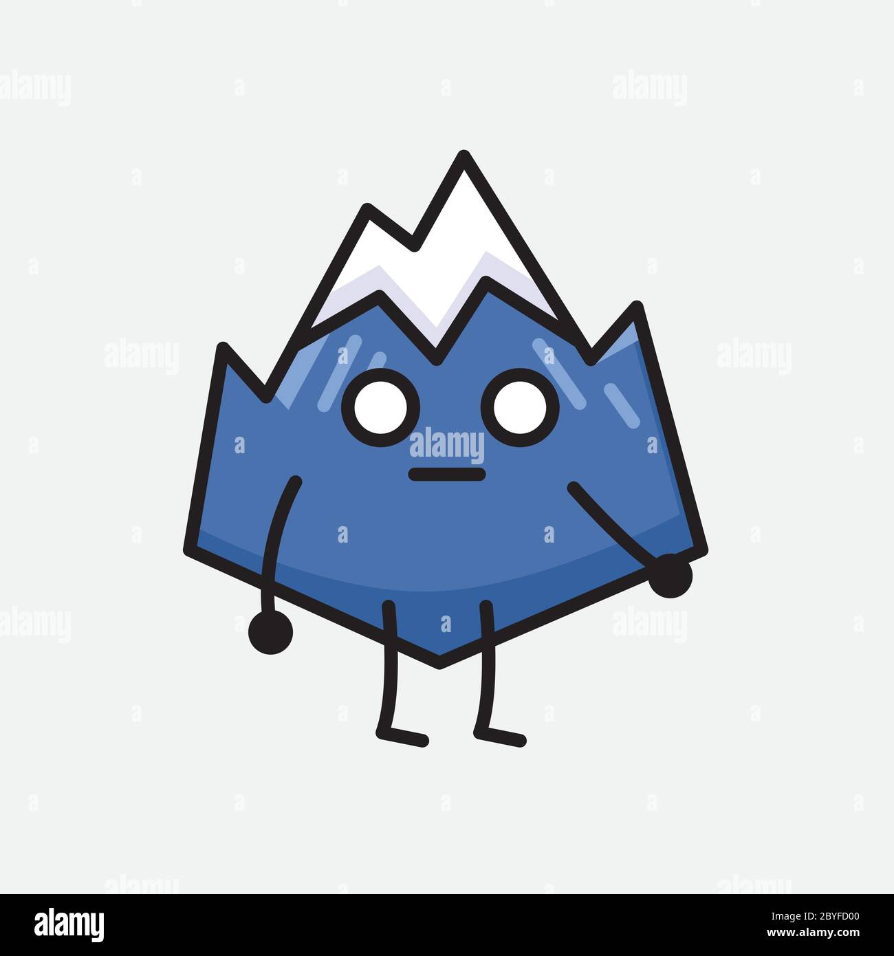 An Illustration of Cute Mountain Icon Mascot Vector Character in Flat ...