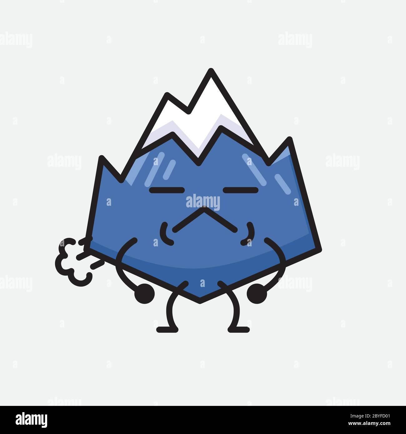 An Illustration of Cute Mountain Icon Mascot Vector Character in Flat ...