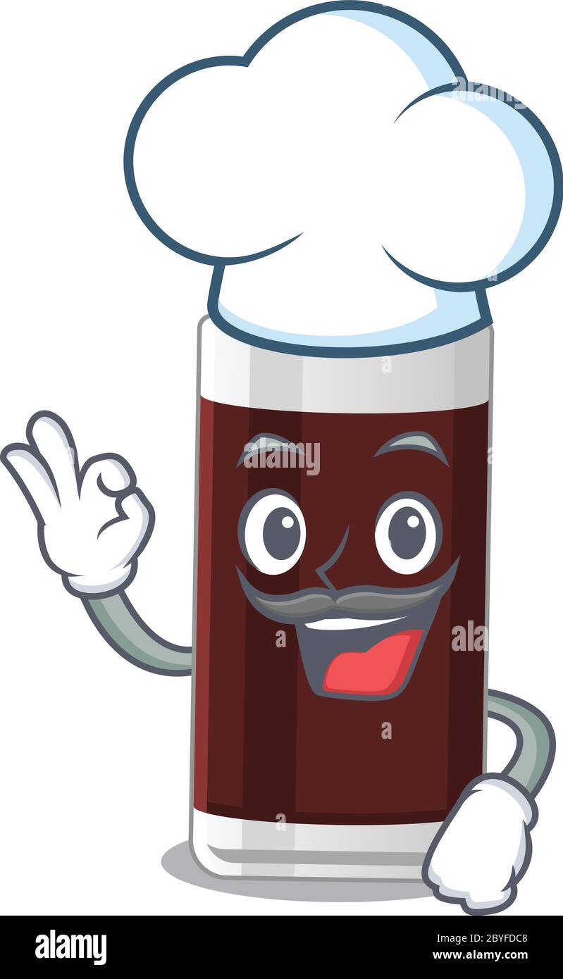 Talented glass of chocolate chef cartoon drawing wearing chef hat Stock ...