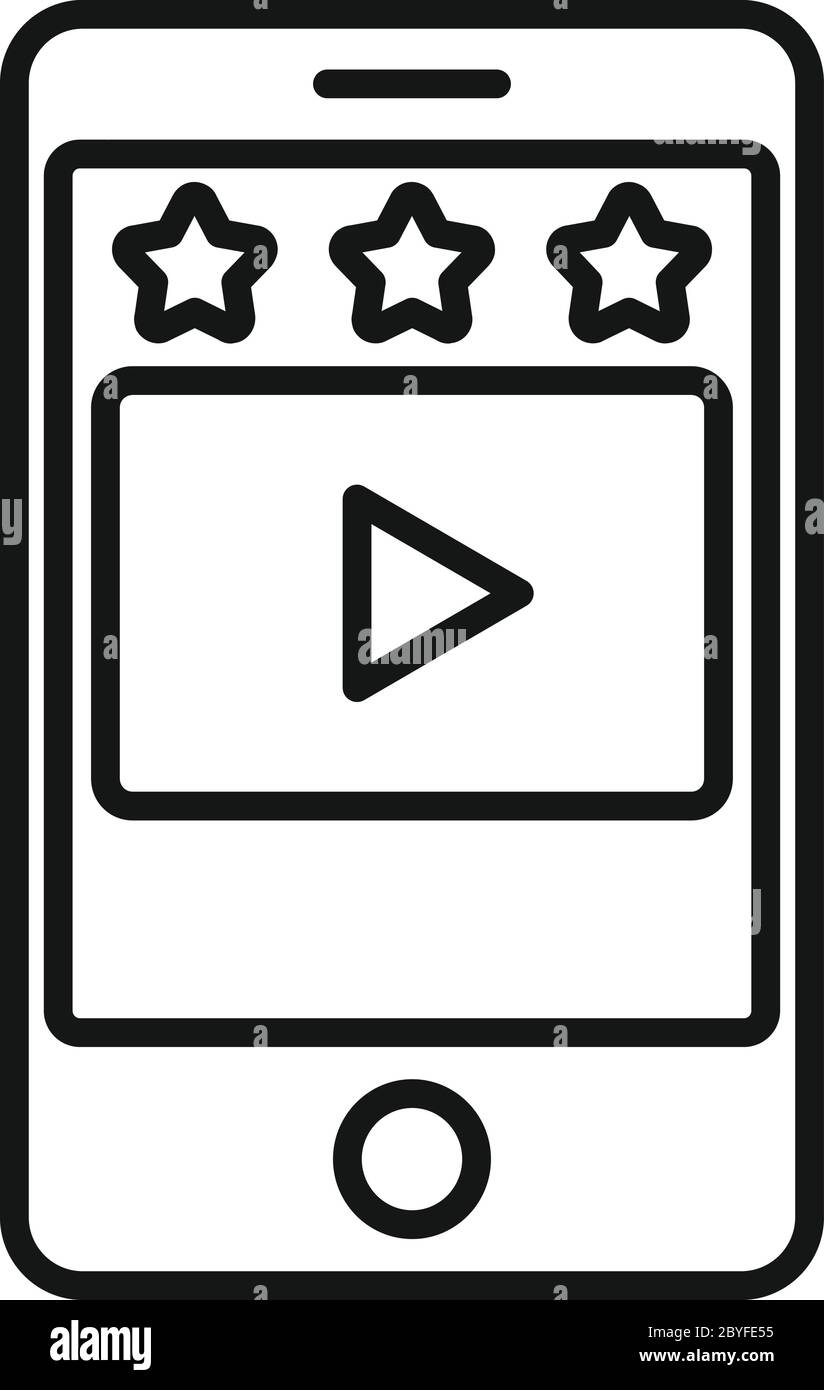 Mobile phone video app icon. Outline mobile phone video app vector icon ...