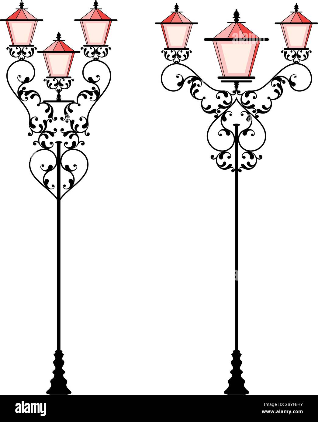 Wrought Iron Street Lamp Post Vector Illustration Stock Vector Image ...