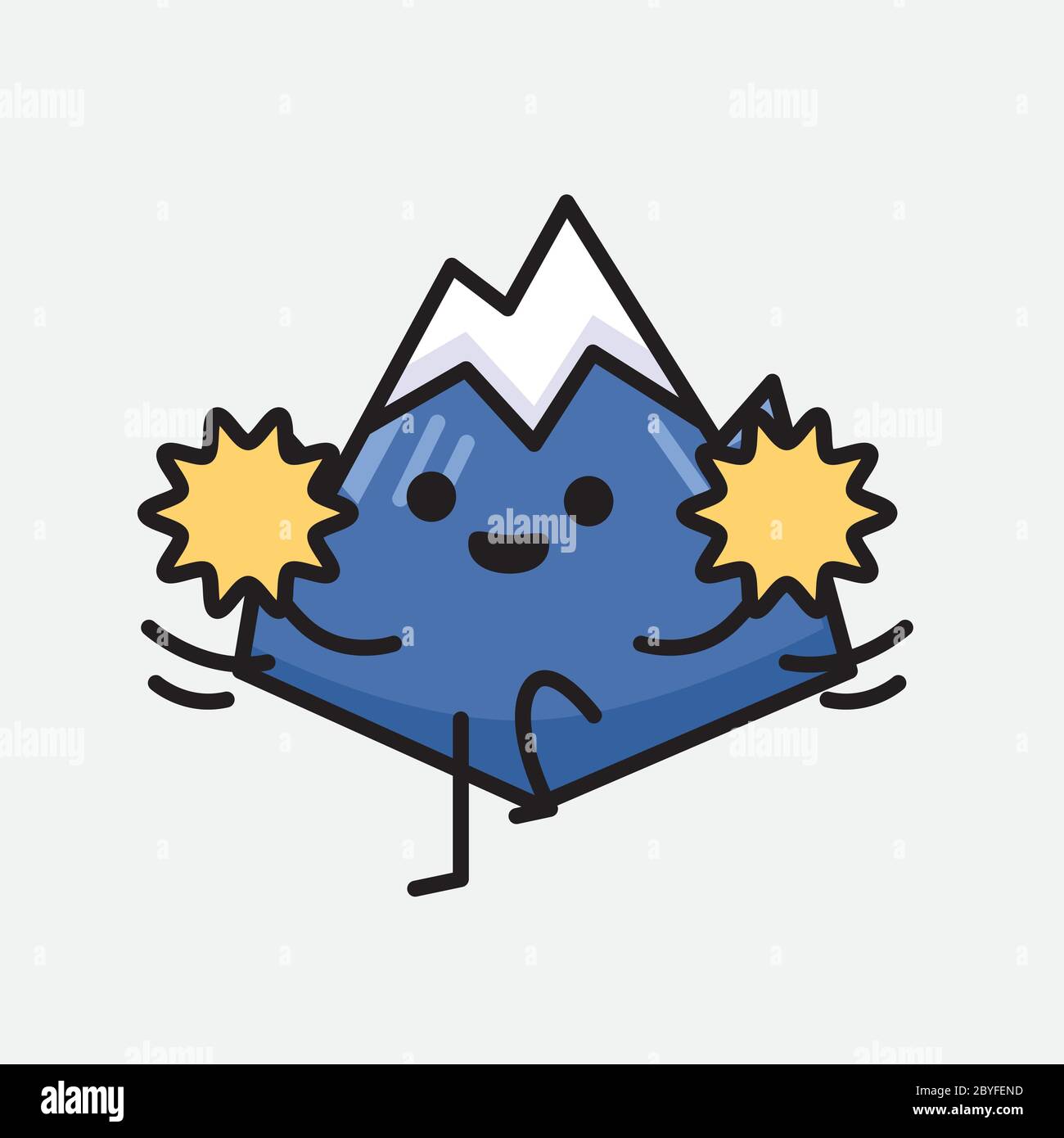 An Illustration of Cute Mountain Icon Mascot Vector Character in Flat ...