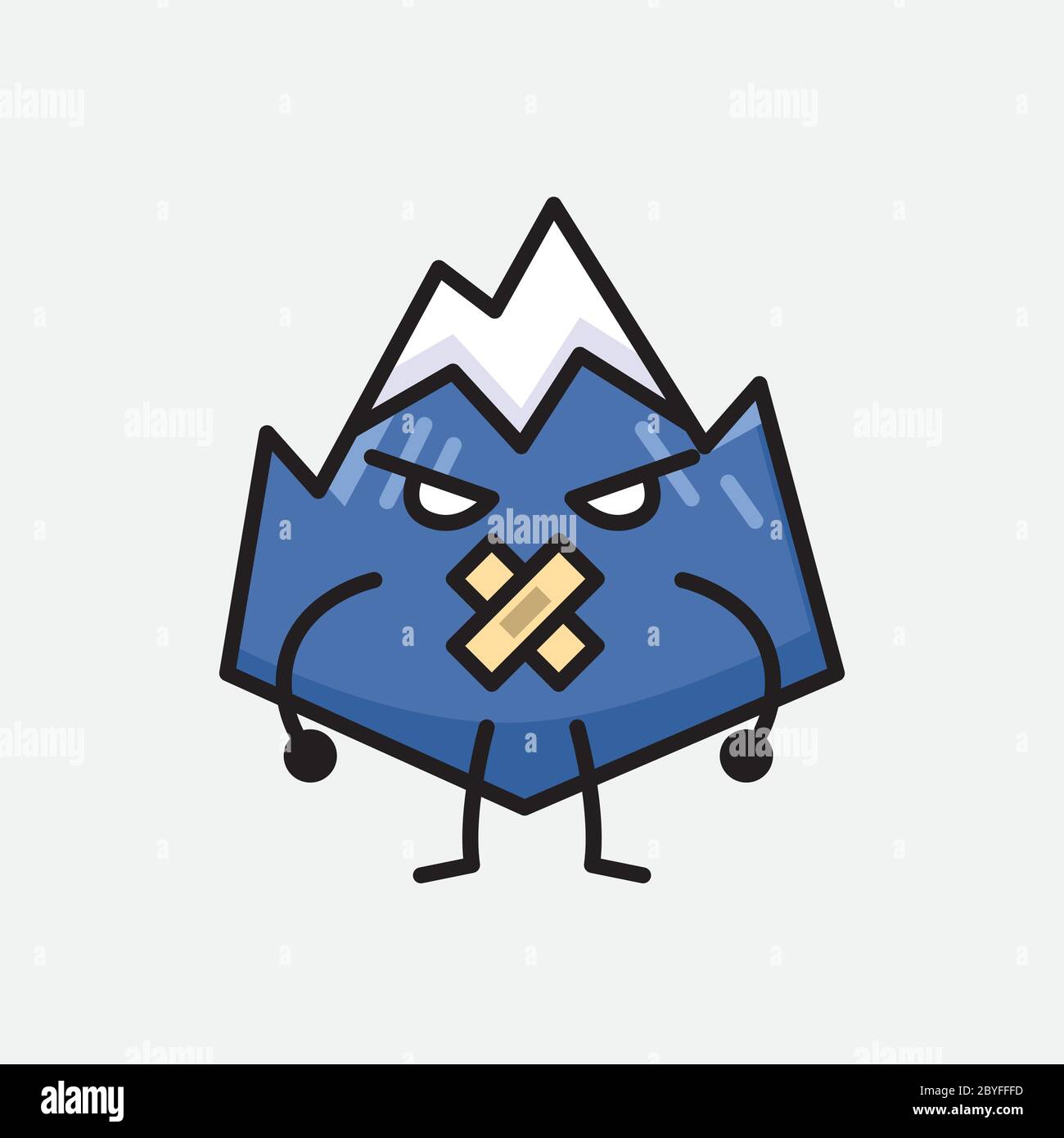 An Illustration of Cute Mountain Icon Mascot Vector Character in Flat ...