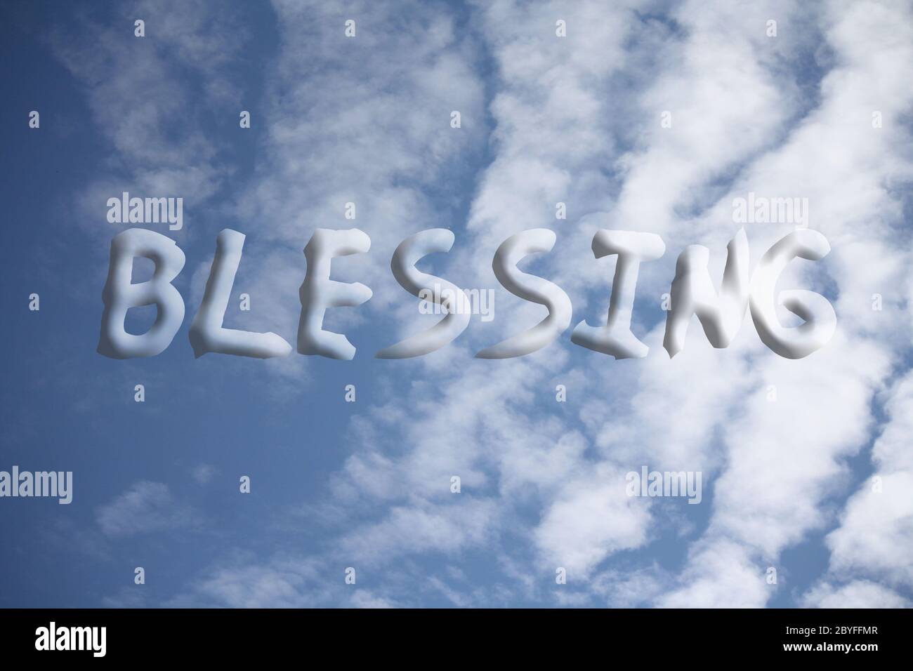 Blessing wording with blue sky and white clouds Stock Photo - Alamy