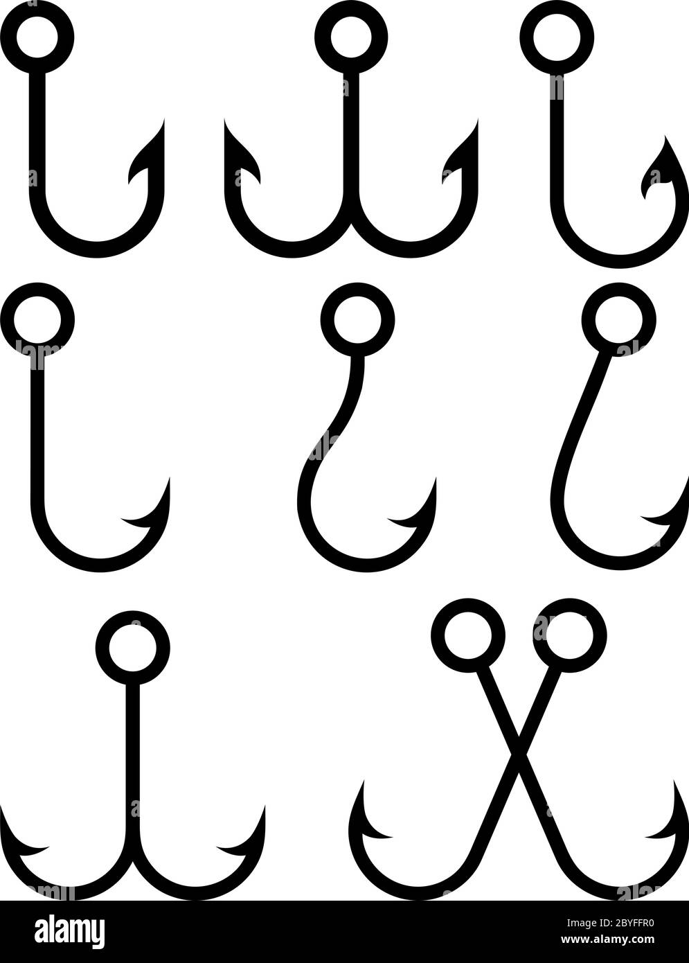Fishing Hook Icon Set Vector Illustration Stock Vector Image & Art - Alamy