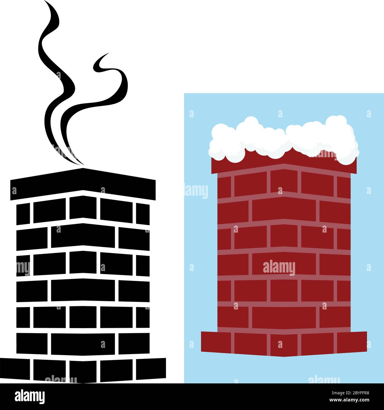 Brick Chimney Icon with Snow and Smoke Vector Illustration Stock Vector ...