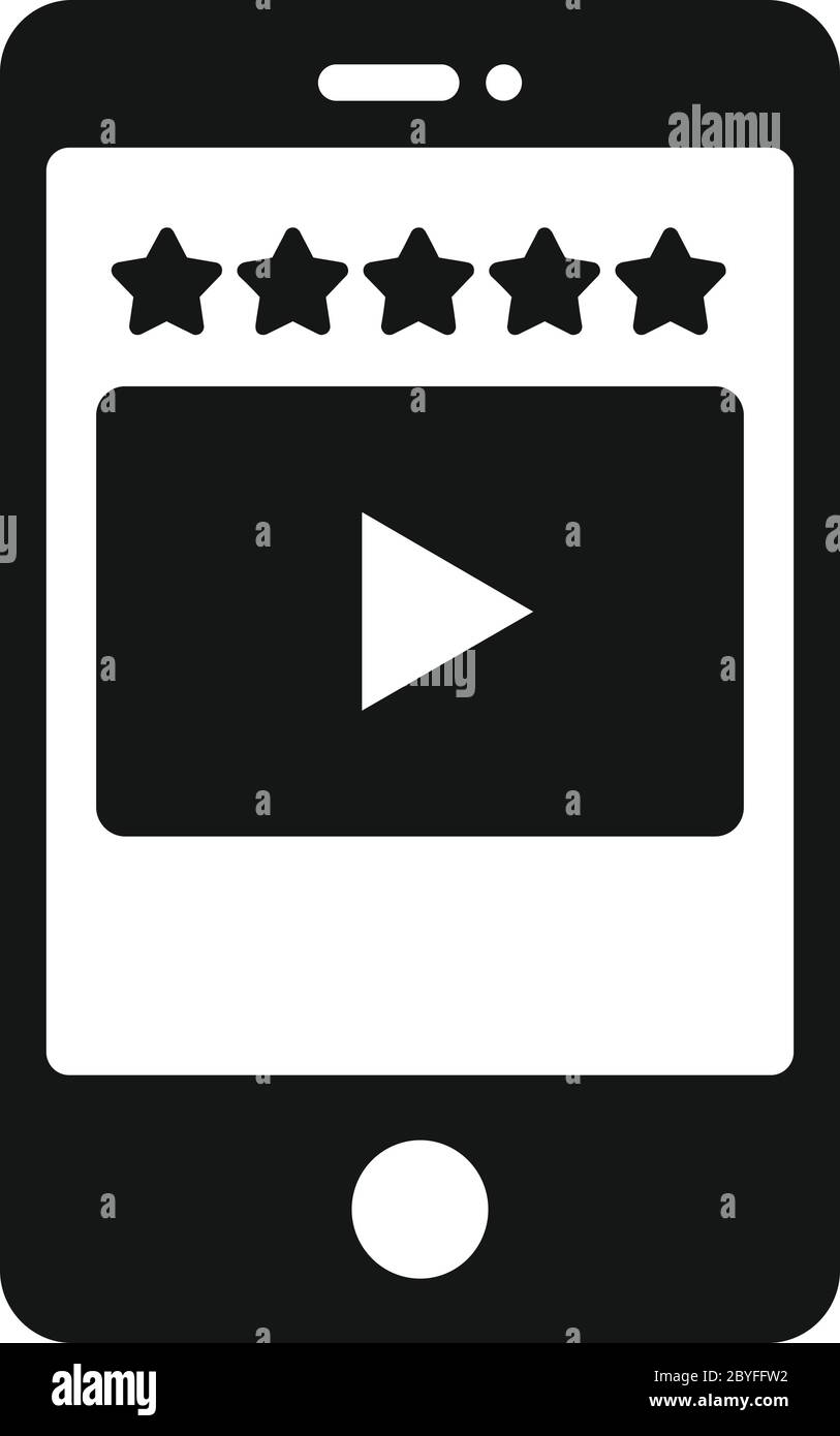 Mobile phone video app icon. Simple illustration of mobile phone video ...