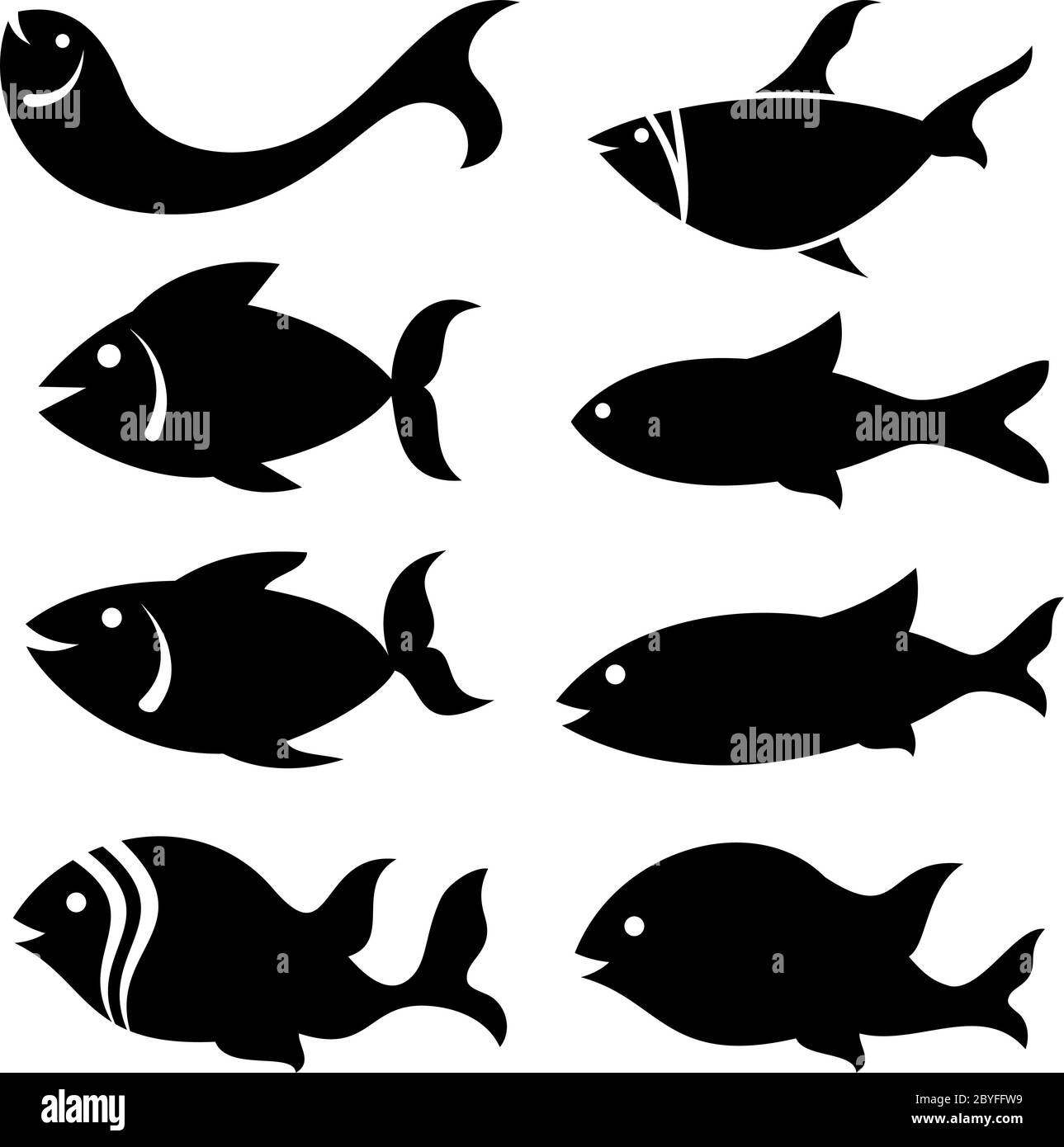 Tail fish set icon Cut Out Stock Images & Pictures - Alamy