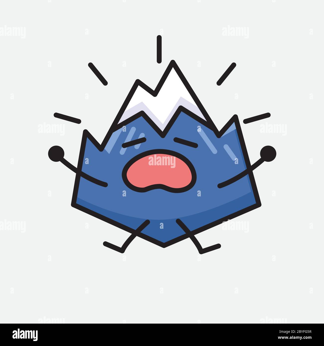 An Illustration of Cute Mountain Icon Mascot Vector Character in Flat ...