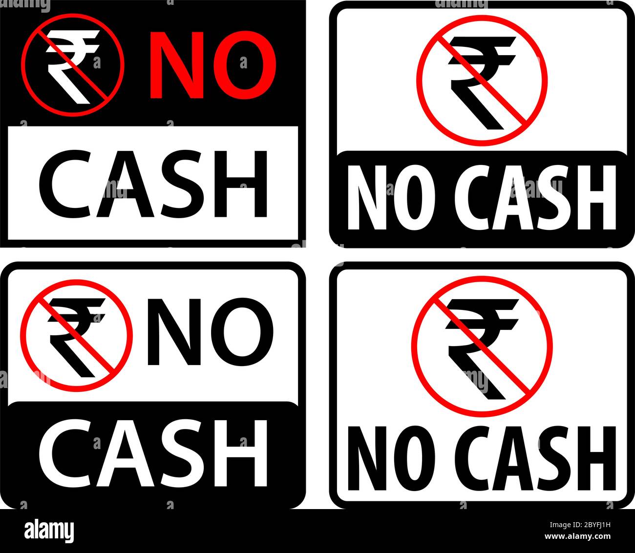 No Cash Rupee Label Vector Illustration Stock Vector Image & Art - Alamy