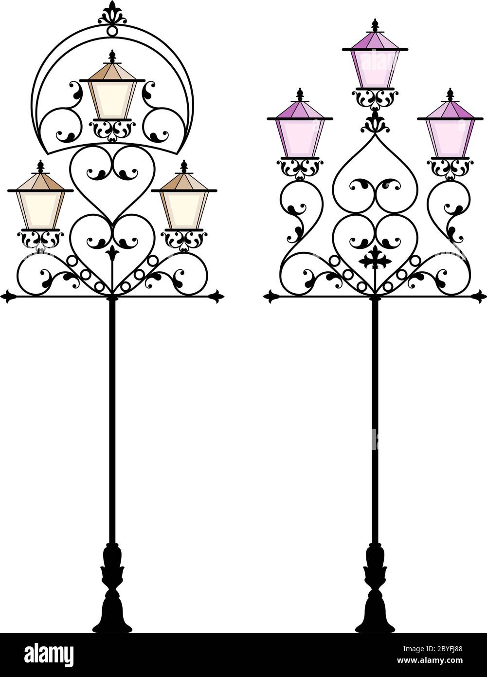 Wrought Iron Street Lamp Post Vector Illustration Stock Vector Image ...