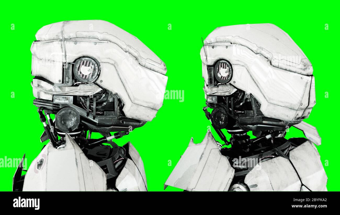 Futuristic robot isolate on green screen. Realistic 3d render Stock ...