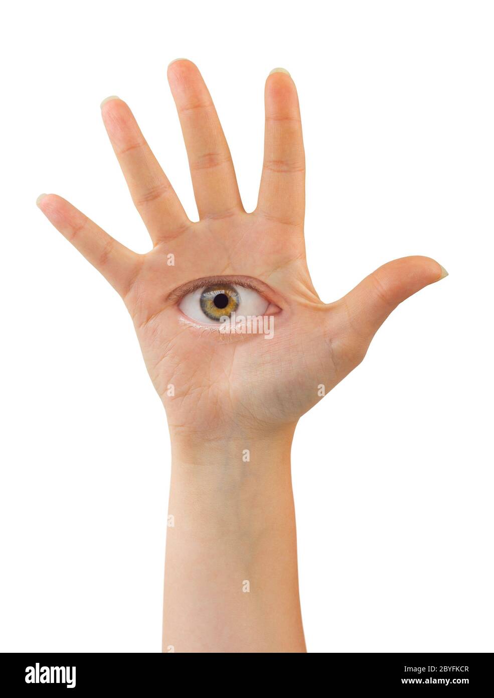 Hand with eye Stock Photo - Alamy