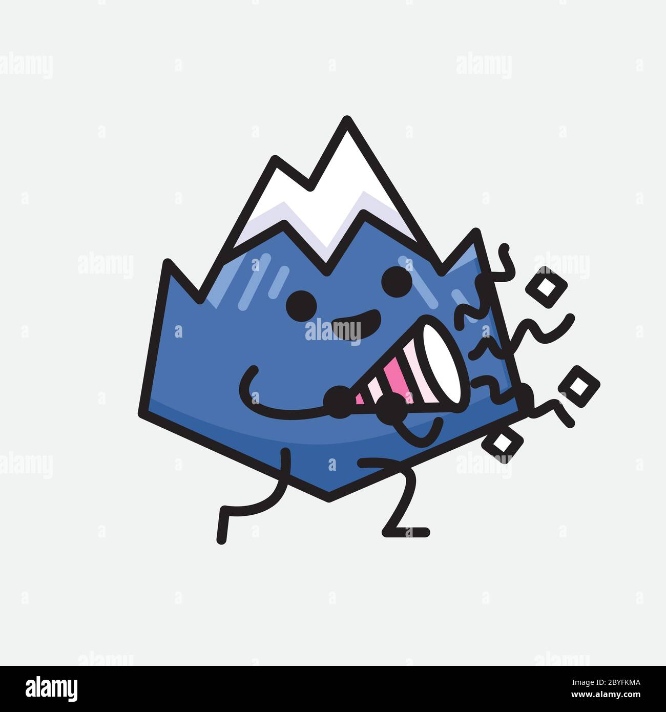 An Illustration of Cute Mountain Icon Mascot Vector Character in Flat ...