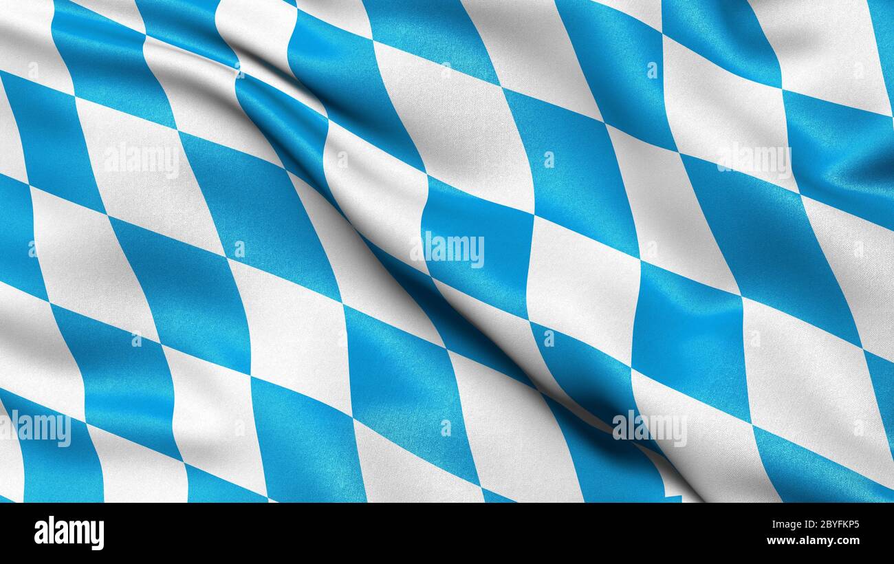 Flag of Bavaria waving in the wind. 3D illustration Stock Photo - Alamy