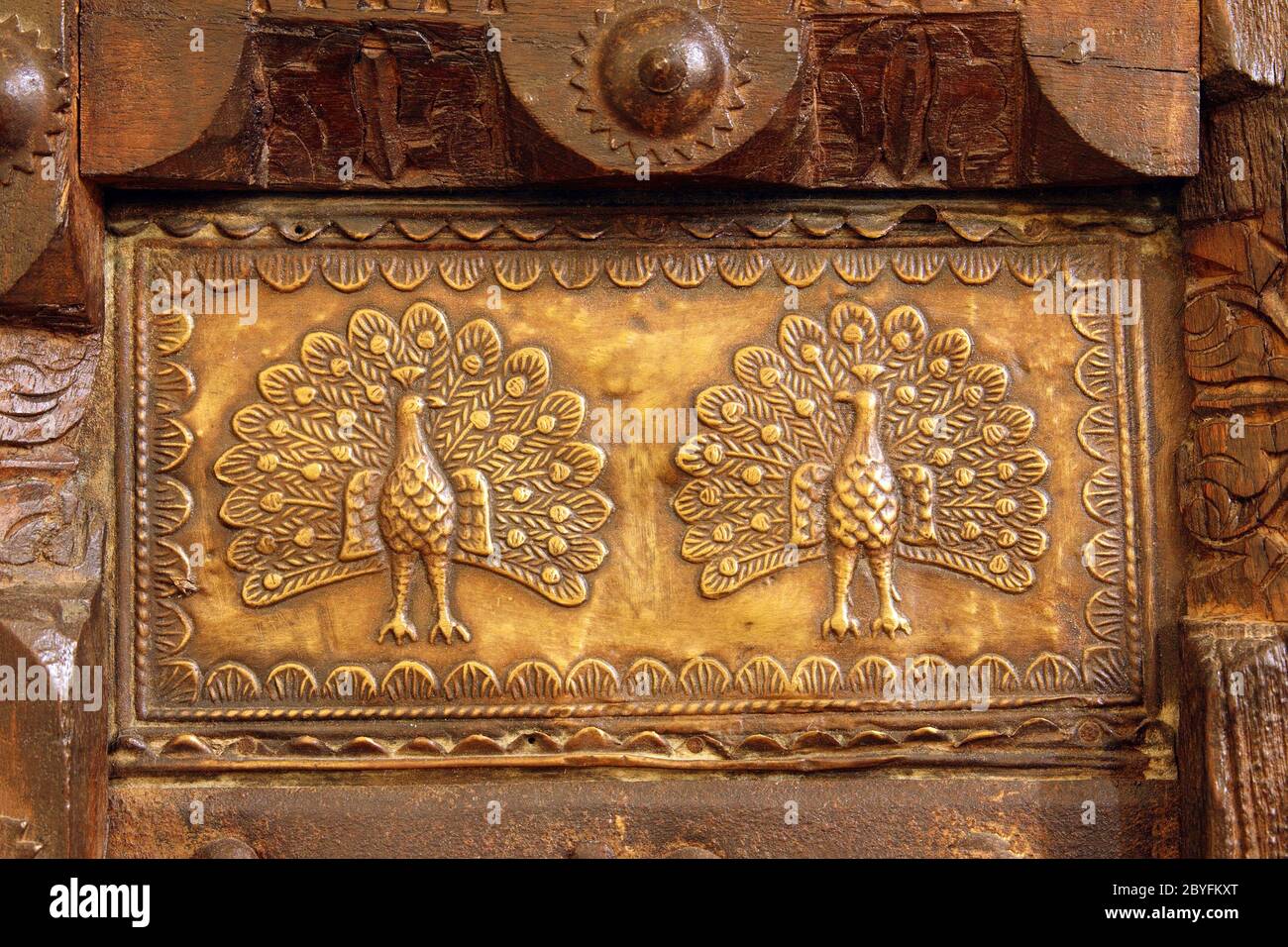 indian metal ornament with peacocks Stock Photo - Alamy