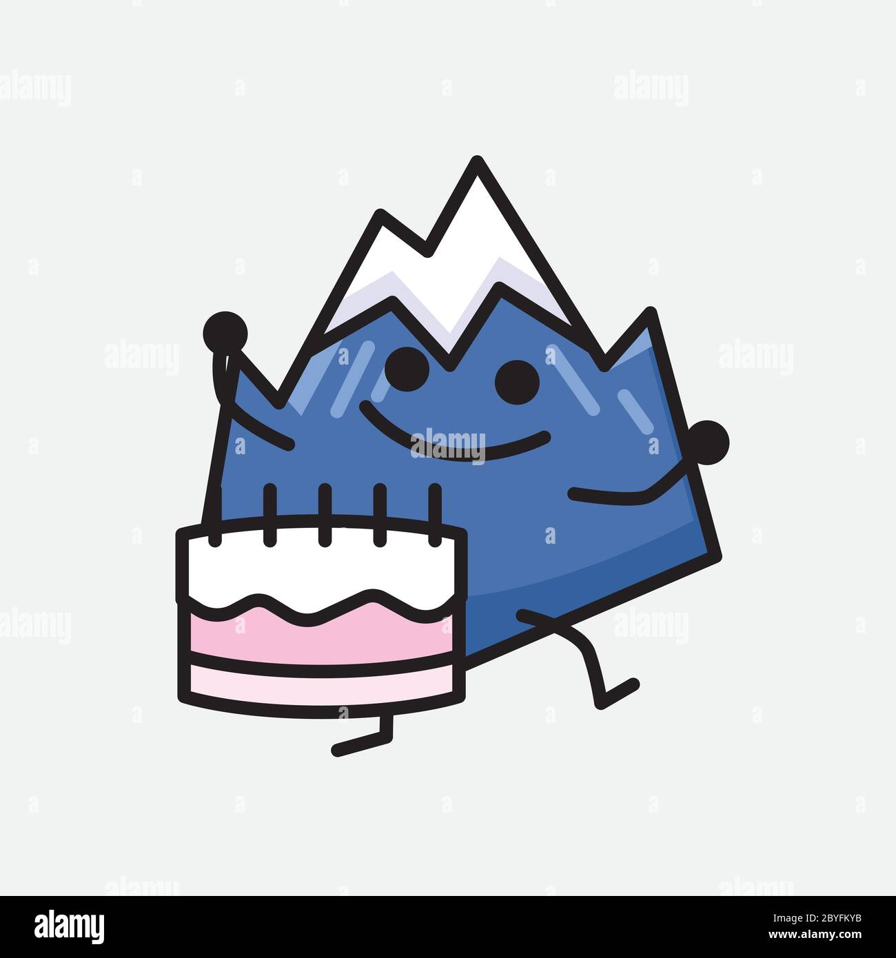 An Illustration of Cute Mountain Icon Mascot Vector Character in Flat ...