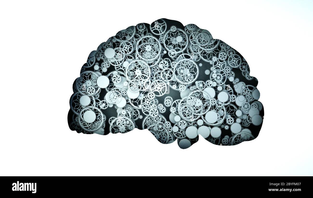 the brain from gears. mental activity concept. 3d rendering Stock Photo ...