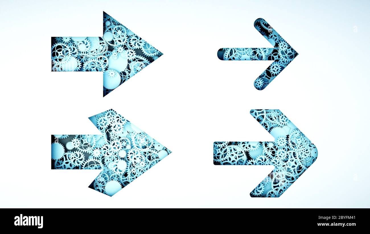 Arrows from gears 3d hi-res stock photography and images - Alamy