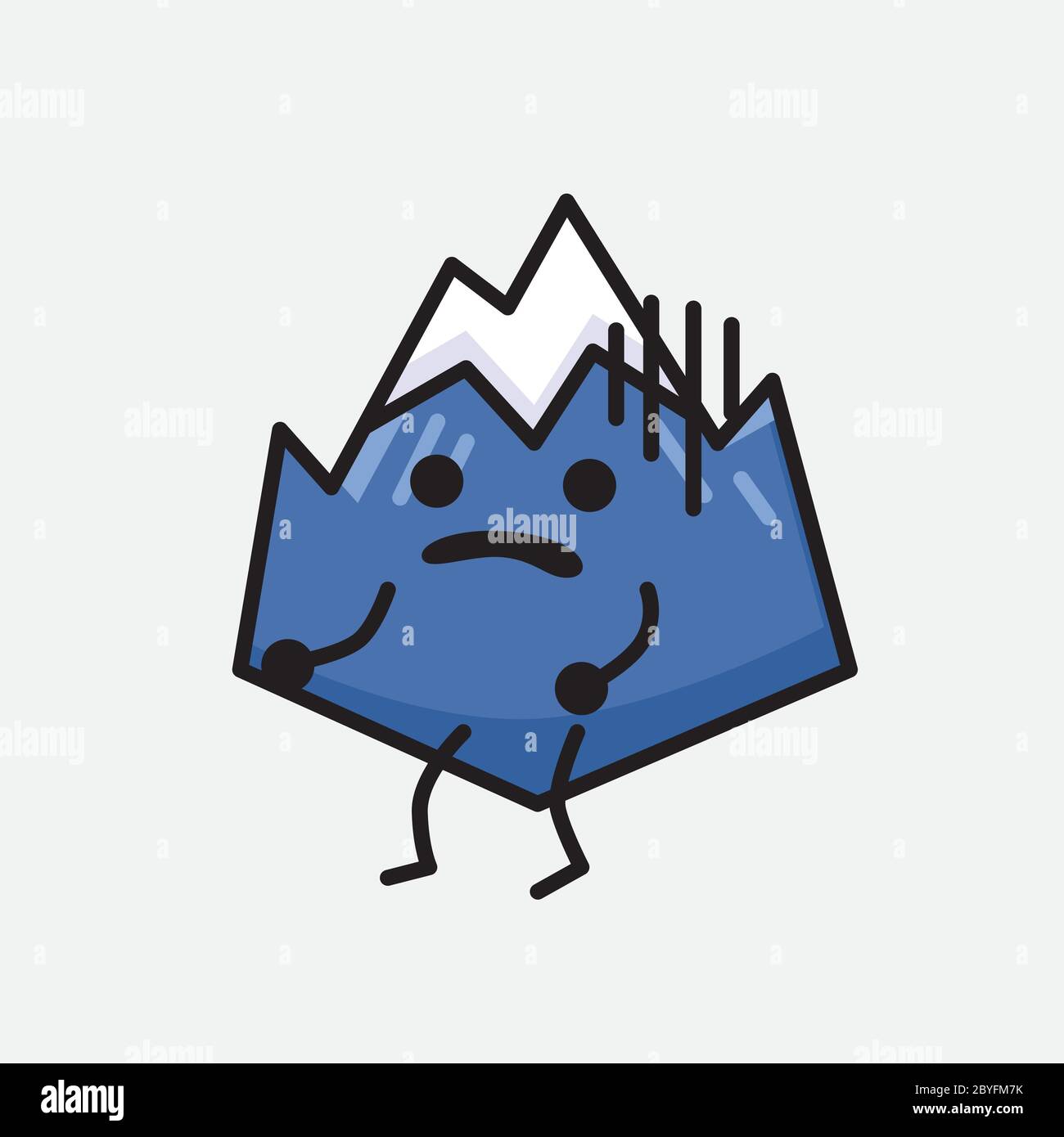 An Illustration of Cute Mountain Icon Mascot Vector Character in Flat ...