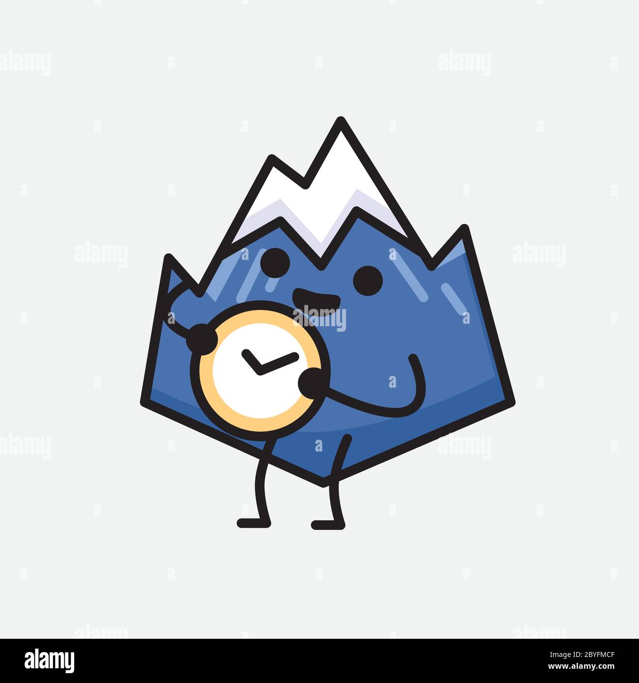 An Illustration of Cute Mountain Icon Mascot Vector Character in Flat ...