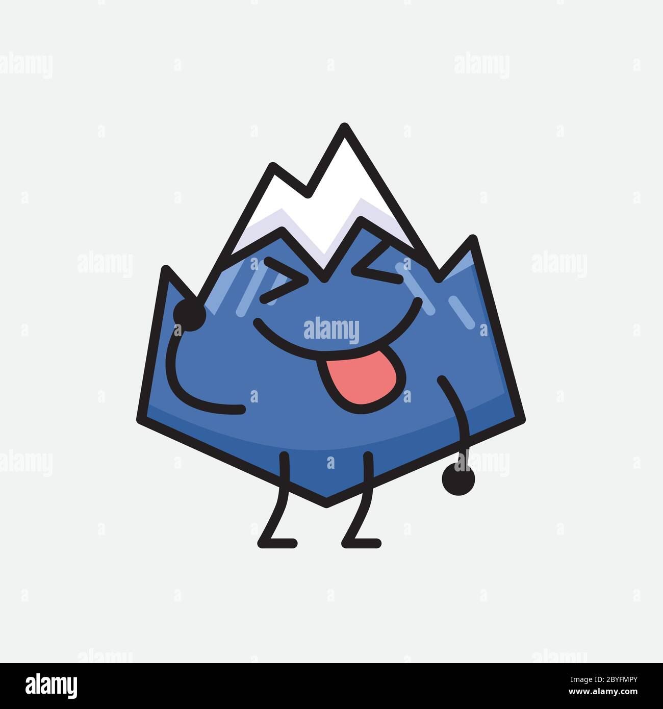 An Illustration of Cute Mountain Icon Mascot Vector Character in Flat ...