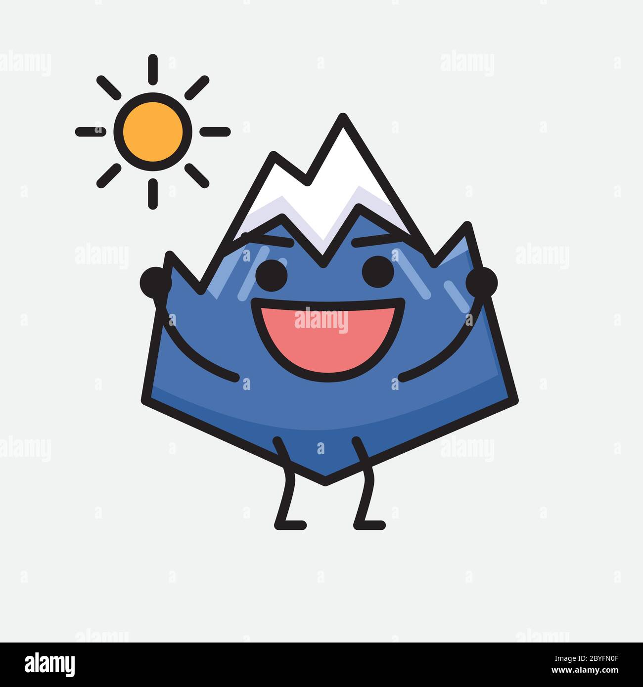 An Illustration of Cute Mountain Icon Mascot Vector Character in Flat ...