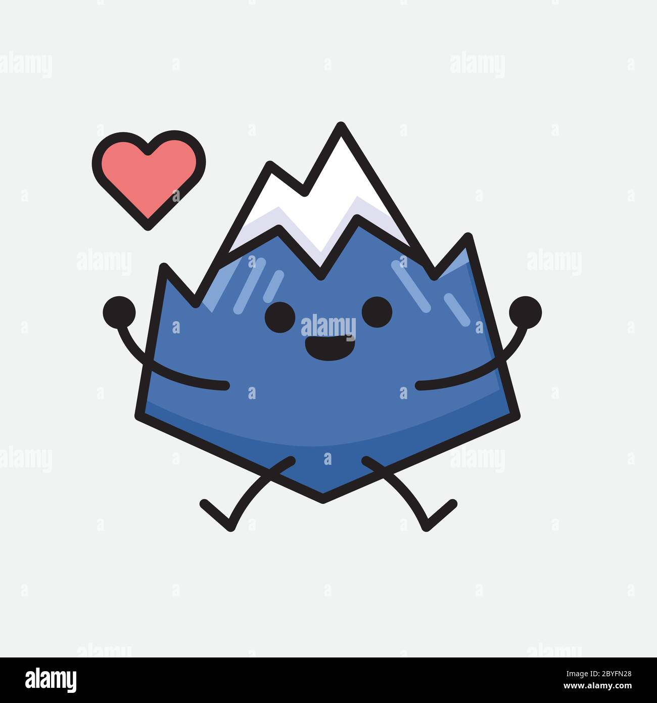 An Illustration of Cute Mountain Icon Mascot Vector Character in Flat ...