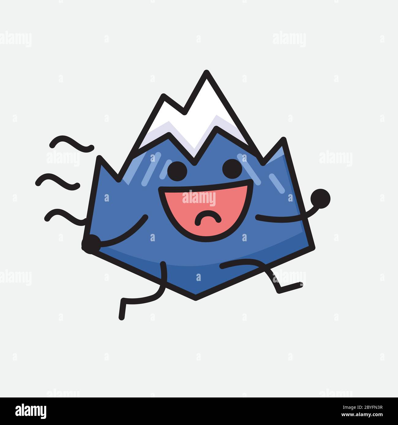 An Illustration of Cute Mountain Icon Mascot Vector Character in Flat ...