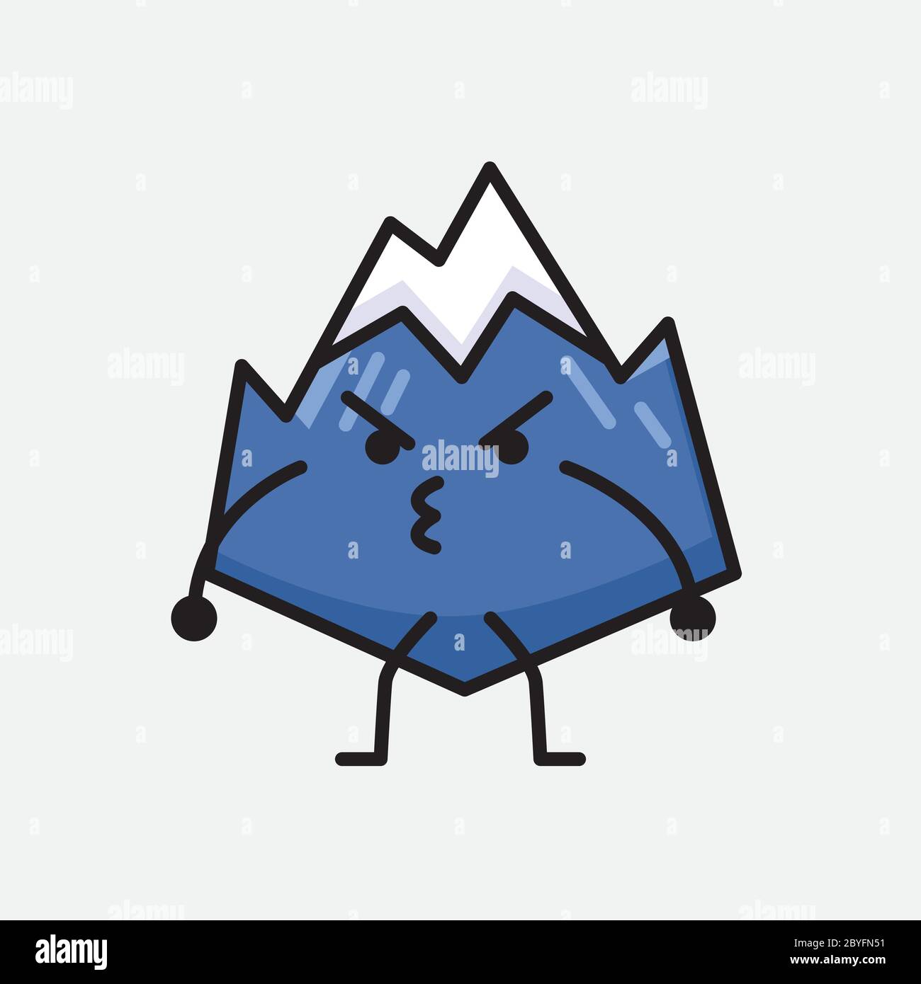 An Illustration of Cute Mountain Icon Mascot Vector Character in Flat ...