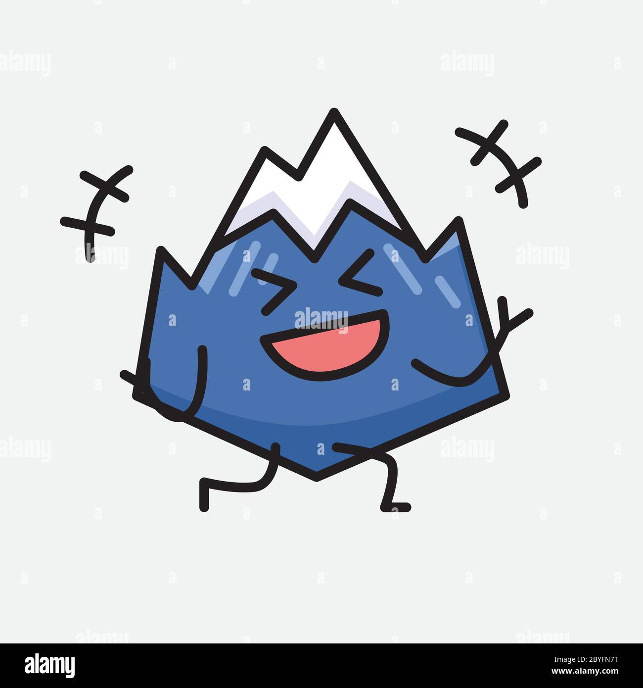 An Illustration of Cute Mountain Icon Mascot Vector Character in Flat ...