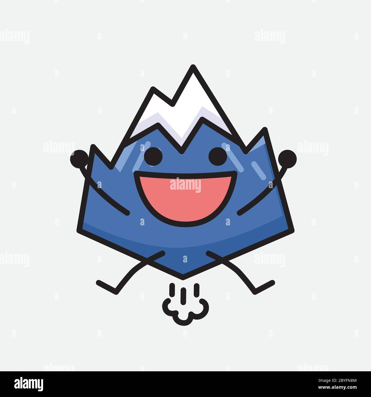 An Illustration of Cute Mountain Icon Mascot Vector Character in Flat ...