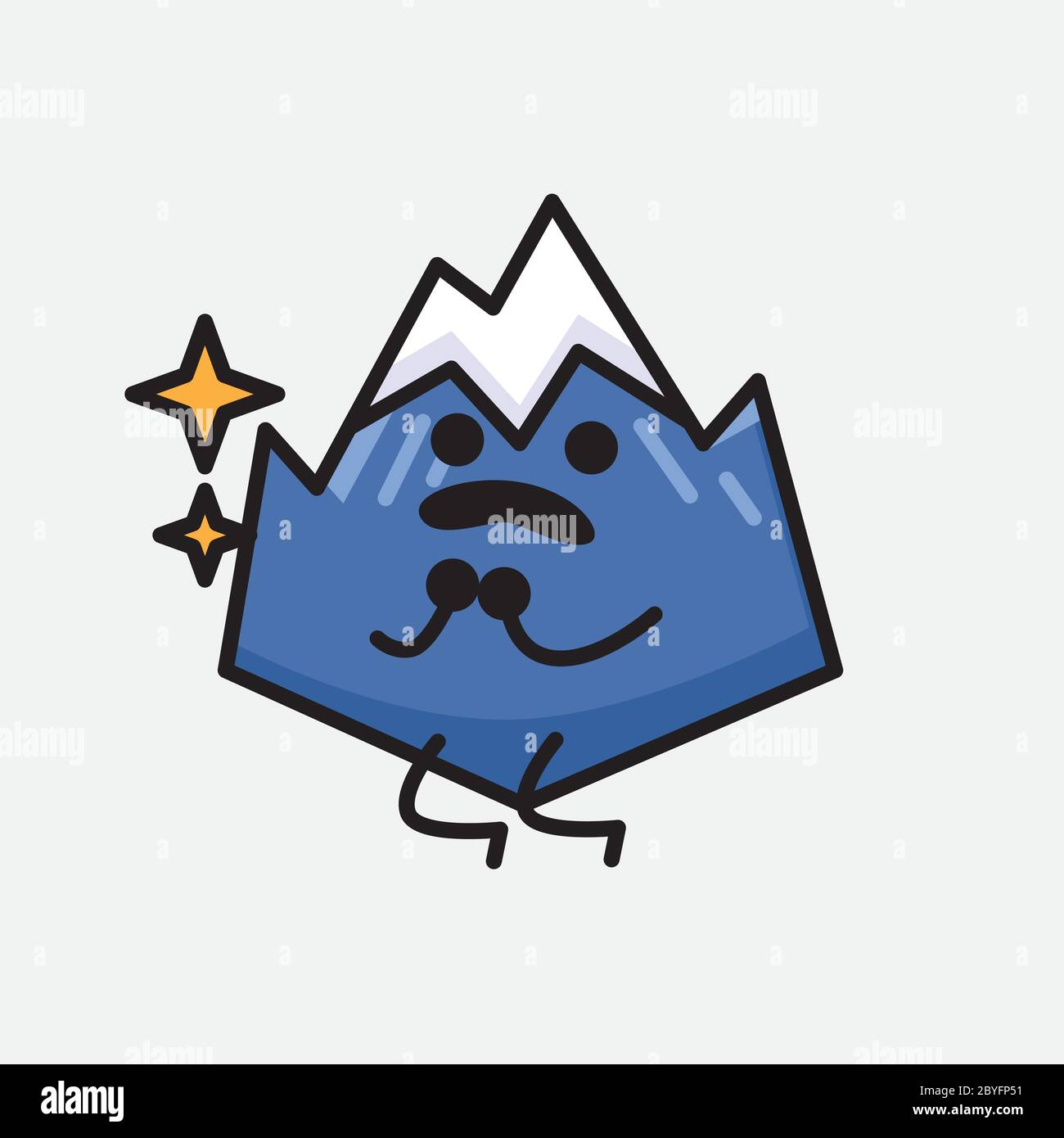 An Illustration of Cute Mountain Icon Mascot Vector Character in Flat ...