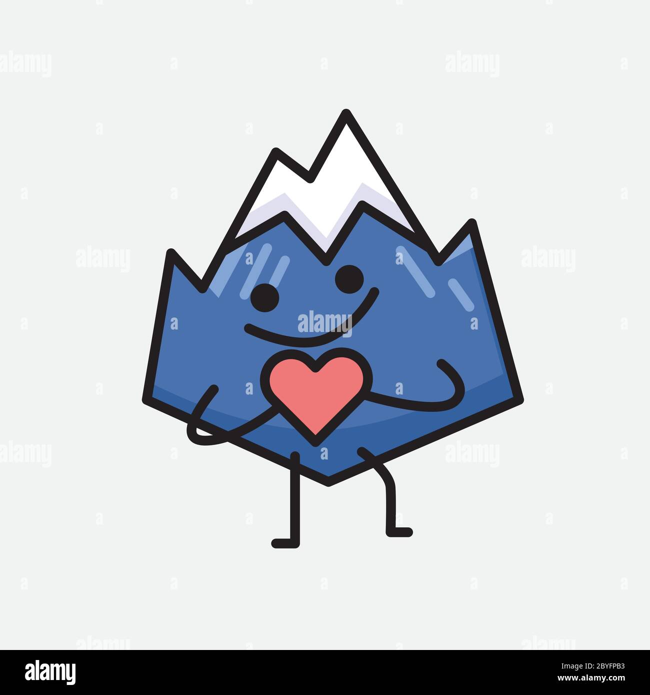 An Illustration of Cute Mountain Icon Mascot Vector Character in Flat ...