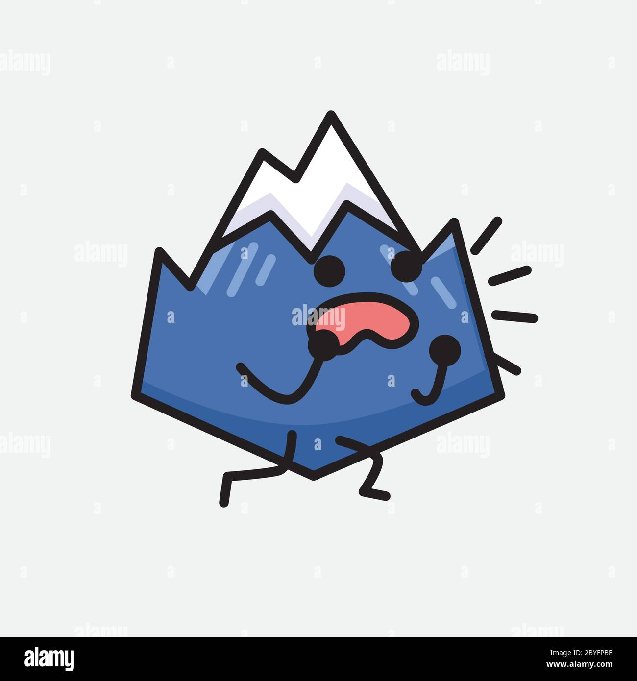 An Illustration of Cute Mountain Icon Mascot Vector Character in Flat ...