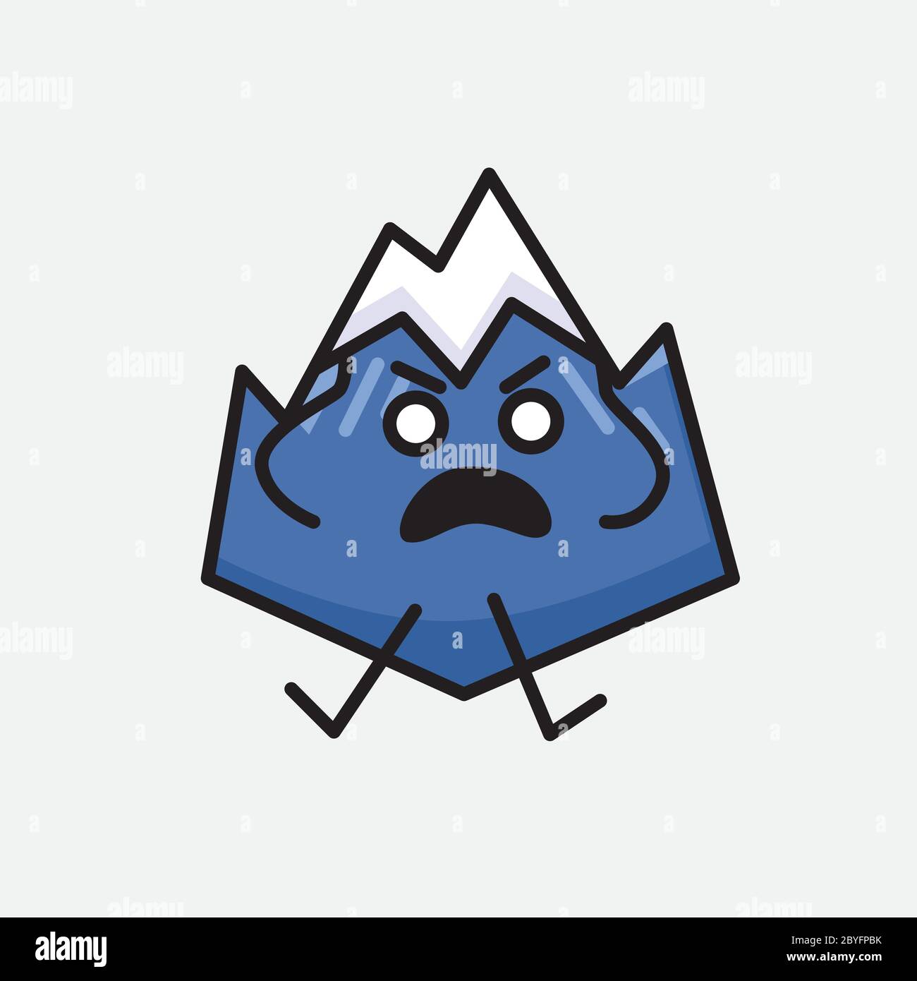 An Illustration of Cute Mountain Icon Mascot Vector Character in Flat ...