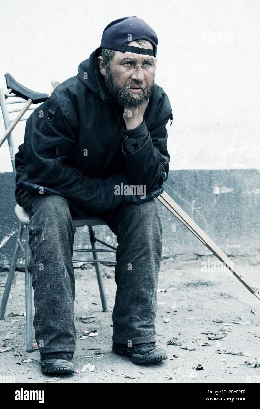 Sad homeless man Stock Photo - Alamy